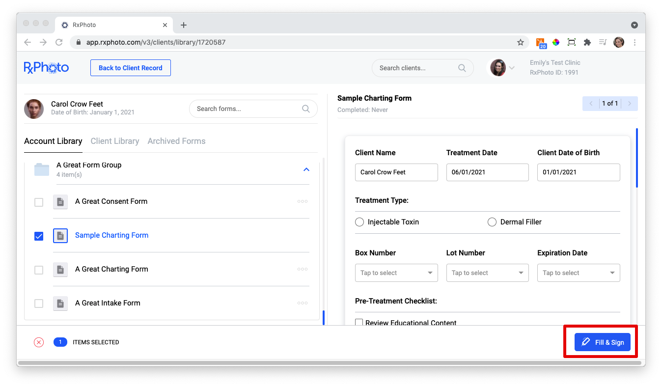 New! Fill Out Forms in the Client Record on the RxPhoto Website